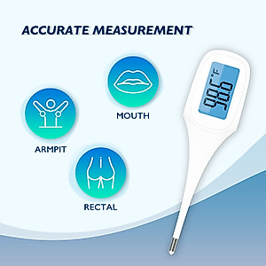JASUN Thermometer for Adults Digital Oral Thermometer Fast Reading Rectal Armpit Thermometer for Baby and Adults with Fever Indicator Memory Recall Fathers Gifts