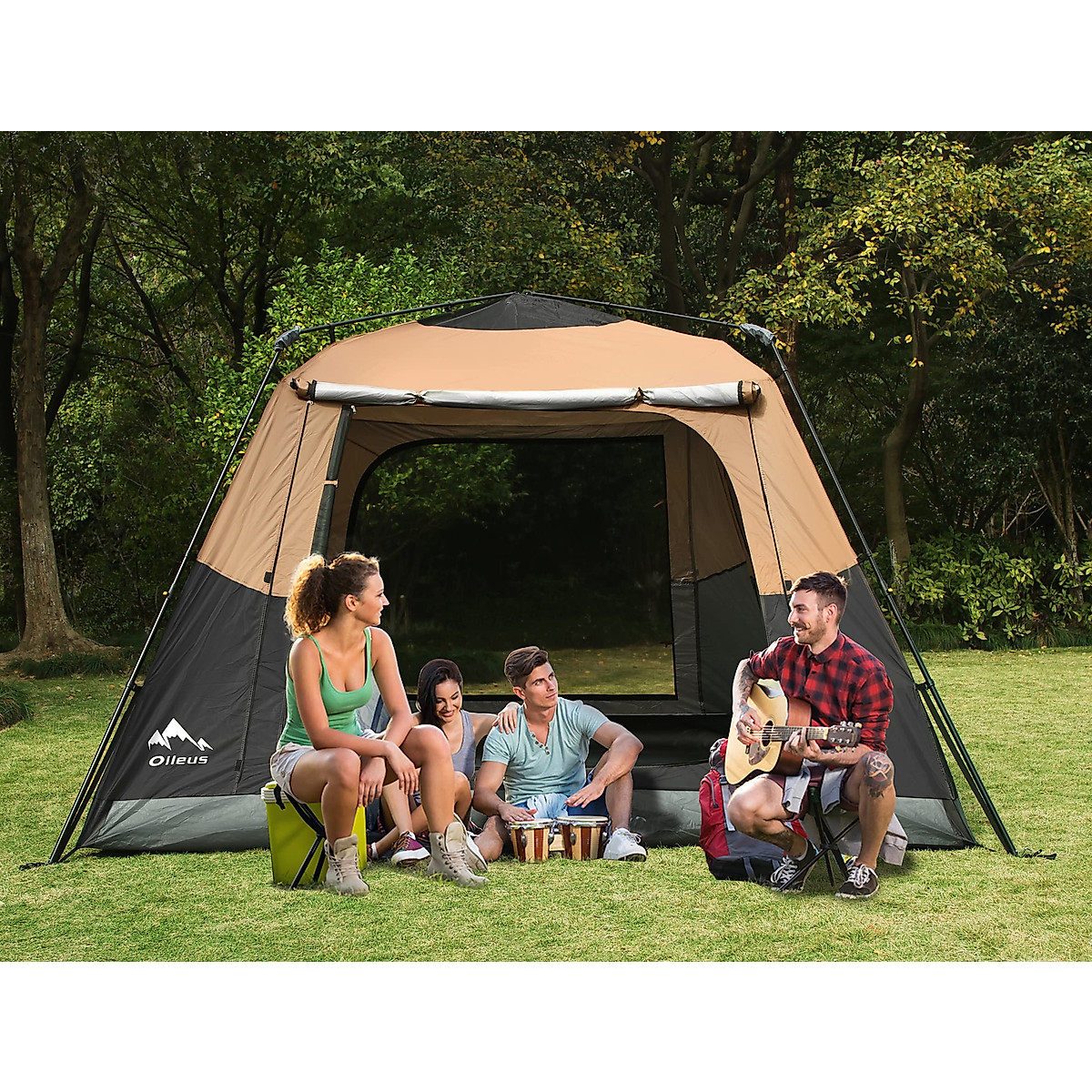 Oileus Instant Camping Tent - 4/6/8 Person Cabin Tent Quick setup, Double Layer with Waterproof & Windproof Tent, Family Camping, Hiking tent with Carry Bag, 5 mesh windows Upgraded Ventilation
