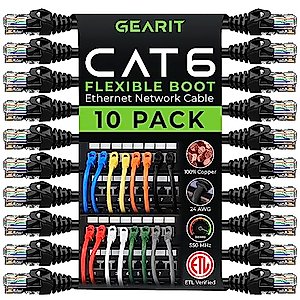 GearIT Cat6 Cable 0.5 ft 6 in - Cat 6 Ethernet Cable, Cat6 Patch Cable,Network Cable, Internet Cable - Black 0.5 Feet
