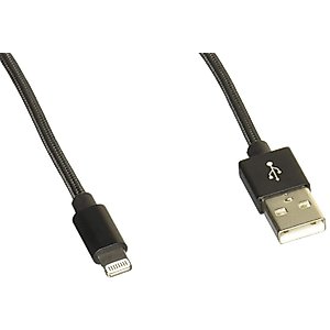 Monoprice Lightning to USB-A Charging Cable - Apple MFi Certified, Nylon Braided Jacket, 1.5 Feet, Black - Premium Series