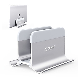 ORICO Vertical Laptop Holder Sturdy Aluminum Laptop Stand Vertical with Adjustable Dock Size, Space Saving, Compatible with All MacBook/Surface/Dell/Gaming Laptops Silver