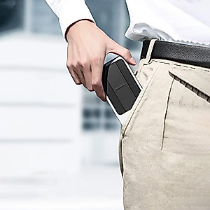 WWW Card Holder with Stand for Back of Phone,Secure Stick on Wallet,PU Leather Credit Cards Holder for Cell Phone with 3M Adhesive Sticker for Smart Phones,Black