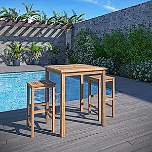 Amazonia Teak Natural New York Patio Barstool, Brown