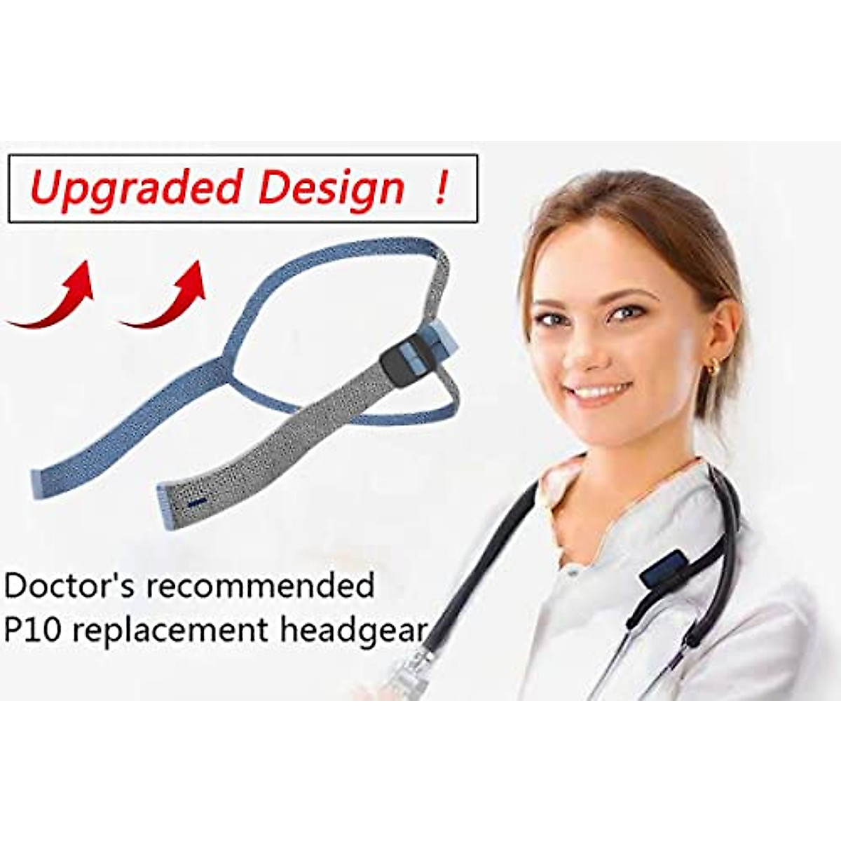 Upgraded P10 Replacement Headgear Strap Compatible with ResMed Airfit P10/N30, Fully Adjustable Quick-fit Design Premium Soft Durable Elastic Material - 2 Pack