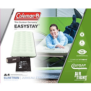 Coleman EasyStay Plus Single-High Twin Air Mattress, ComfortStrong Coil Construction for Superior Support & AirTight System for Leak-free Night