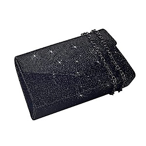 GEGELE Women's Sparkly Evening Bags Glitter Rhinestone Clutch Purse for Party Prom Wedding (Black)