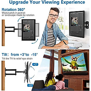 Full Motion TV Wall Mount TV Bracket with 360°Rotation, JUSTSTONE Swivel Tilt Extension TV Mount Fits Most 13-45 Inch TVs & Monitors, Max VESA 200x200mm, Holds up to 55lbs/25kg