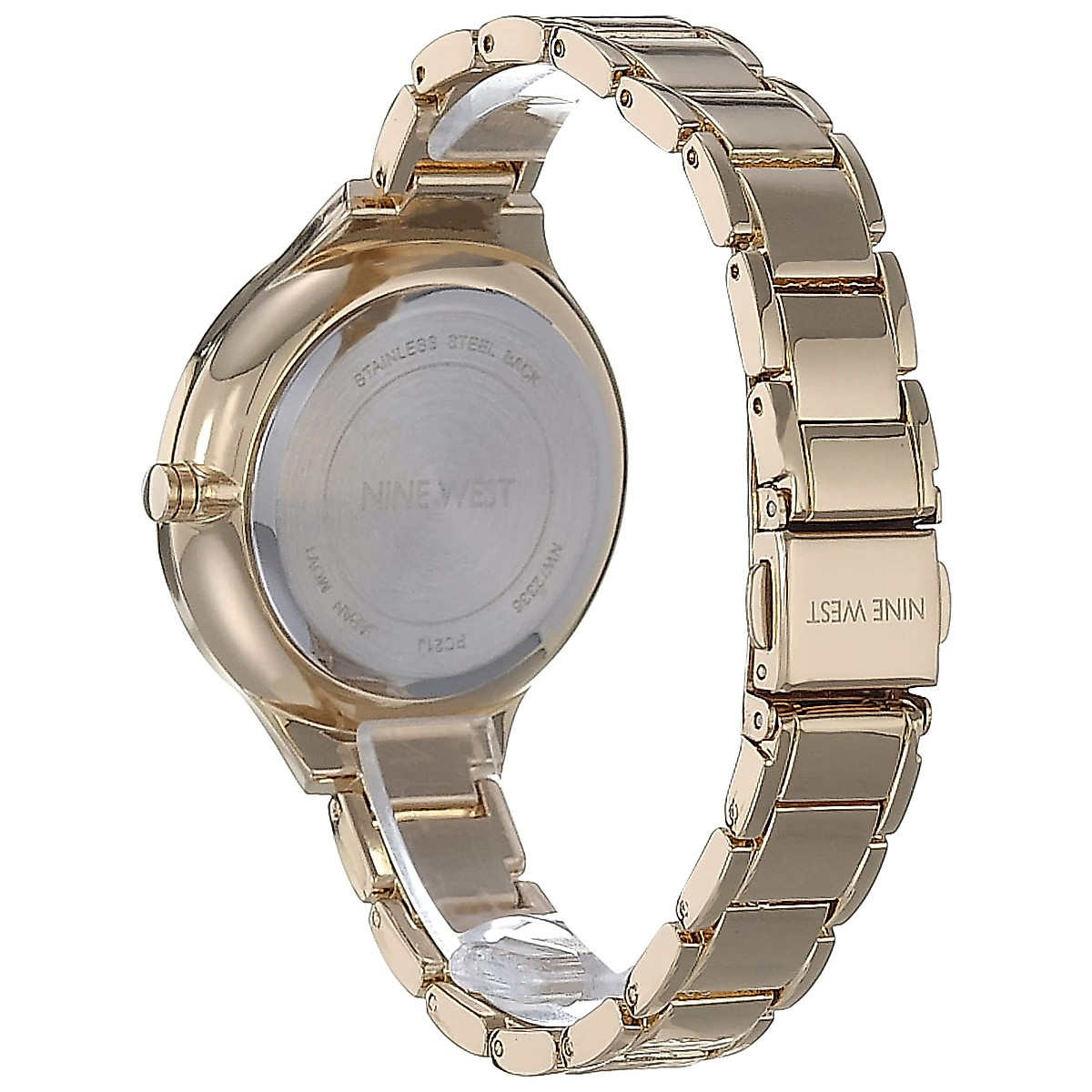 Nine West Women Japanese Quartz Dress Watch with Metal Strap, Gold, 12 (Model: NW/2336GNGB)