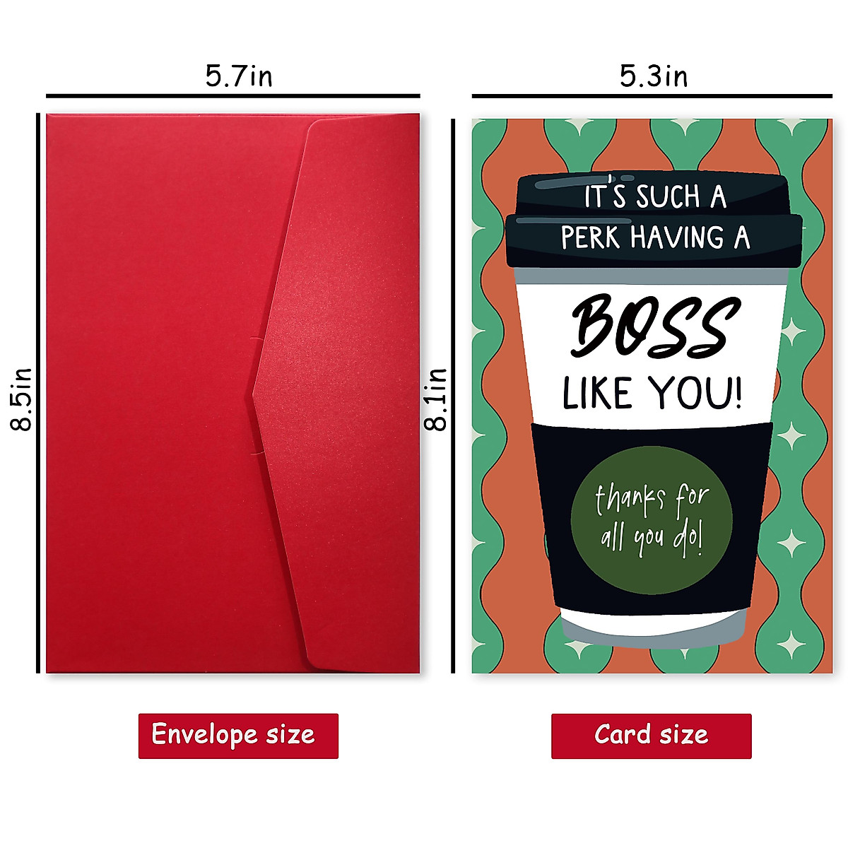 Funny Coffee Appreciation Boss Day Card for Boss Lady, Heartfelt Thank You Boss Card for Best Boss Leader, Thanks For All You Do