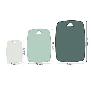 BALMYSPACE Kitchen Plastic Cutting Board Set of 3, Professional Multi Color Chopping Boards Sets,Dishwasher Safe Cutting Boards for Fruit Meat Kitchen, Green