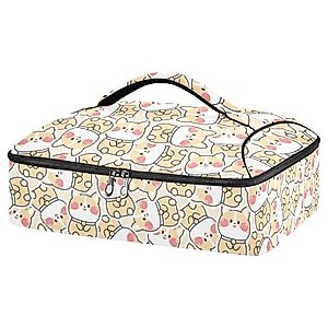 Kcldeci Insulated Thermal Food Carrier Insulated Casserole Carrier for Hot or Cold Food,Cute Corgi Dog (2) Insulated Tote Bag for Potluck Cookouts Parties Picnic,Lasagna Lugger