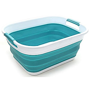 SAMMART 17.5L (4.6 Gallon) Collapsible/Foldable/Pop Up/Portable Washing Tub, Water Capacity 13.5L/3.5 Gallon (1, Bright Blue)