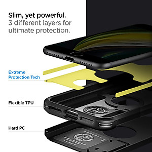 Spigen Tough Armor Case Compatible with iPhone SE 2022 5G and iPhone SE 2020, Black