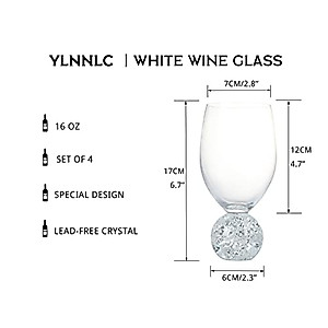 YLNNLC Red Wine Glasses Set of 4-16 oz Lead-Free Crystal Wine Glasses - Crystal Ball Base- Wedding, Wine Tasting, Anniversary, Party, Gift - Clear, Reuseable Glassware