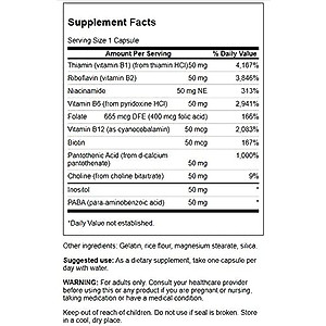 Swanson B-50 B-Complex - B Vitamin Complex with High Potency & Bioavailability - Promotes Immune System Support, Aids Heart Health, & Supports Healthy Nervous System - (250 Capsules)