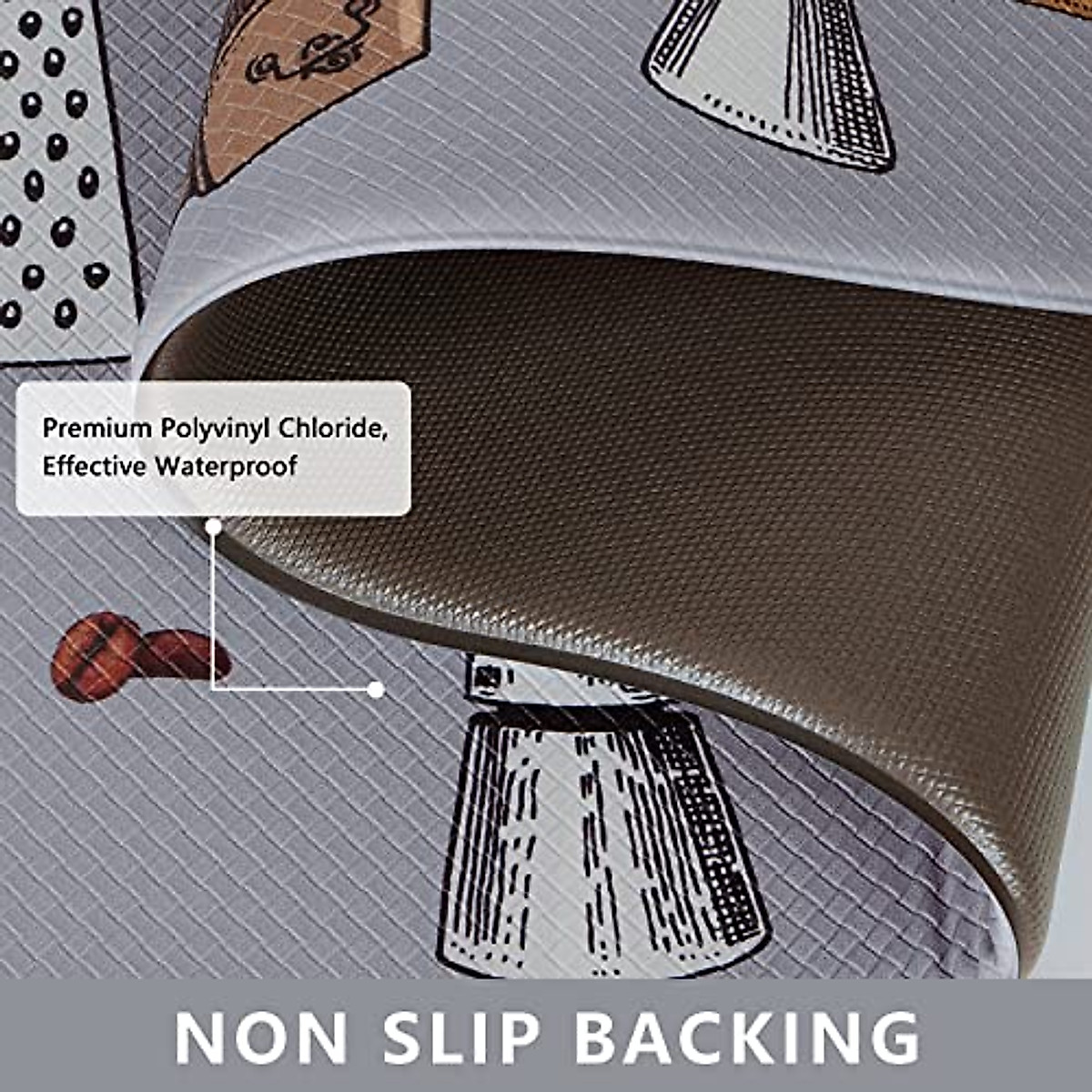 Alishomtll 2 PCS Kitchen Rugs and Mats,Cushioned Anti-Fatigue Kitchen Rugs, Waterproof Non-Slip Kitchen Mats, Washable Coffee Time Kitchen Mats for Floor Kitchen Laundry Office (17.3"x30"+17.3"x47")