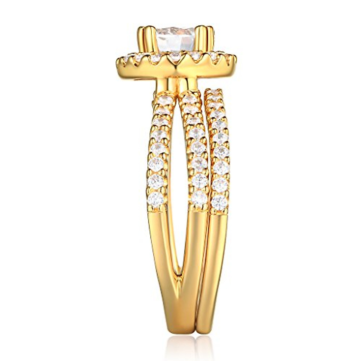 TWJC 14k Yellow Gold Solid Wedding Engagement Ring - Size 6