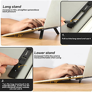 Zupro Portable Laptop Stand,Foldable Adjustable Heights,Invisible Aluminum Lightweight Laptop Keyboard Holder Riser,Ergonomic,Compatible with 10 to17 Inches Notebook Computer.Self-Adhesive.(Silver)