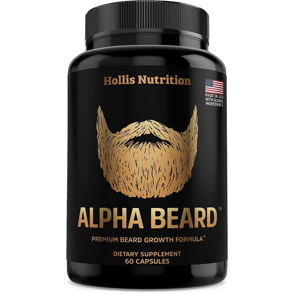 ALPHA BEARD Growth Vitamins | Biotin 10K MCG, OptiMSM®, goMCT®, BioPerine®, Collagen | Beard and Hair Growth Supplement for Men | Regrow Stronger, Thicker, Healthier Facial Hair - For All Hair Types