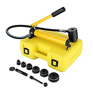 Mophorn 10 Ton 1/2" to 2" Hydraulic Knockout Punch Driver Tool Kit Electrical Conduit Hole Cutter Set KO Tool Kit with 6 Dies Hole Complete Tool (Knockout Punches)
