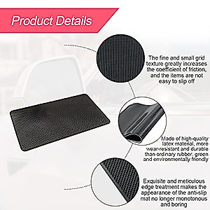 Car Dashboard Anti-Slip Rubber Pad, 10.6"x 5.9" Universal Non-Slip Car Magic Dashboard Sticky Adhesive Mat for Phones Sunglasses Keys Electronic Devices and More Use (Black/Grid)