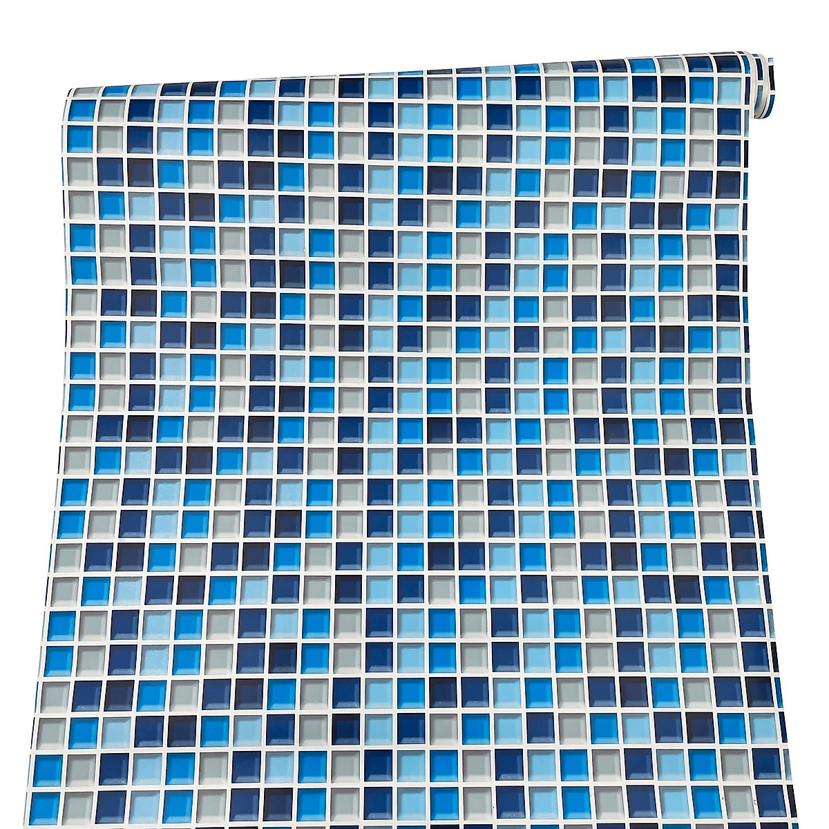 Yifely Royal Blue Mosaic Kitchen Cupboard Decor Paper Self-Adhesive Shelf Liner Countertop Sticker 17.7 Inch by 9.8 Feet