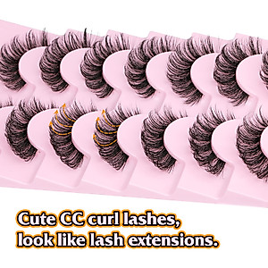 Lashes Natural Look False Eyelashes D Curl 16mm Lashes 3D Wispy Faux Mink Eyelashes with Clear Band Fake Eye lashes 7 Pairs by Goddvenus