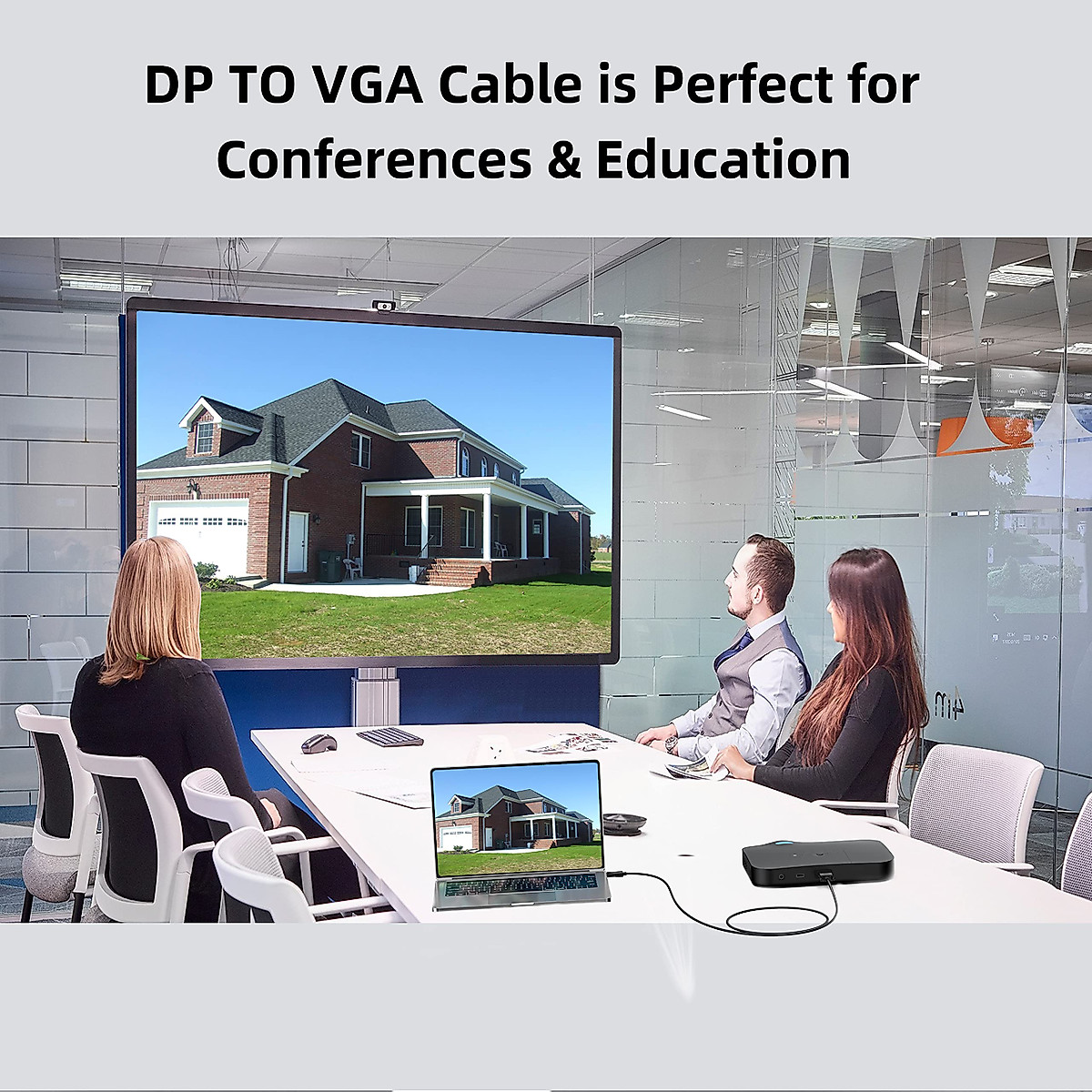 DisplayPort to VGA Cable 3 Ft, 2-Pack Display Port DP to VGA Adapter Cord Male to Male HD Video 1080P for Computer, Monitor, TV, Projectorr