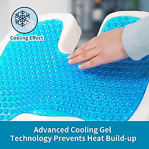 Gel Seat Cushion with Premium Memory Foam Orthopedic U Cooling Chair Cushions for Pain Relief - Ergonomic Coccyx Cushion Sciatica Butt Pillow for Wheelchair Mobility Office & Car Use