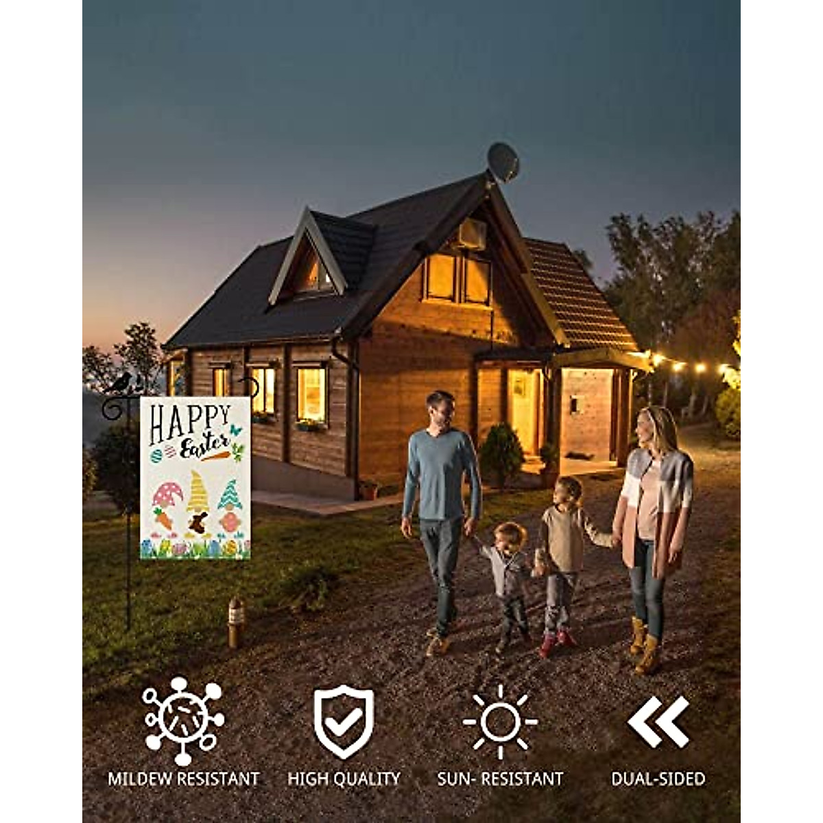 Easter Garden Flag, Double Sided Vertical Burlap Mini Flag for Garden Yard House, Happy Easter Outdoor Bunny Egg Gnome Small Flag, Farmhouse Outside Holiday Decorative Decoration, 12x18 Inch