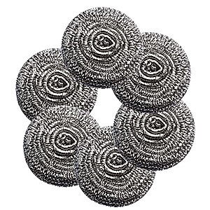 6Pcs Scourer Steel Wool Scrubber - Steel Wool for Cleaning Dish Pots Pans Grills Stainless Steel Scrubber for Kitchen Sinks Cleaning Steel Wool Pads Metal Scrubber