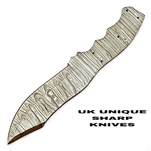 UK UNIQUE SHARP KNIVES Damascus Steel Full Tang Tracker Blank Blade BB-0005 Custom Handmade for Knife Making