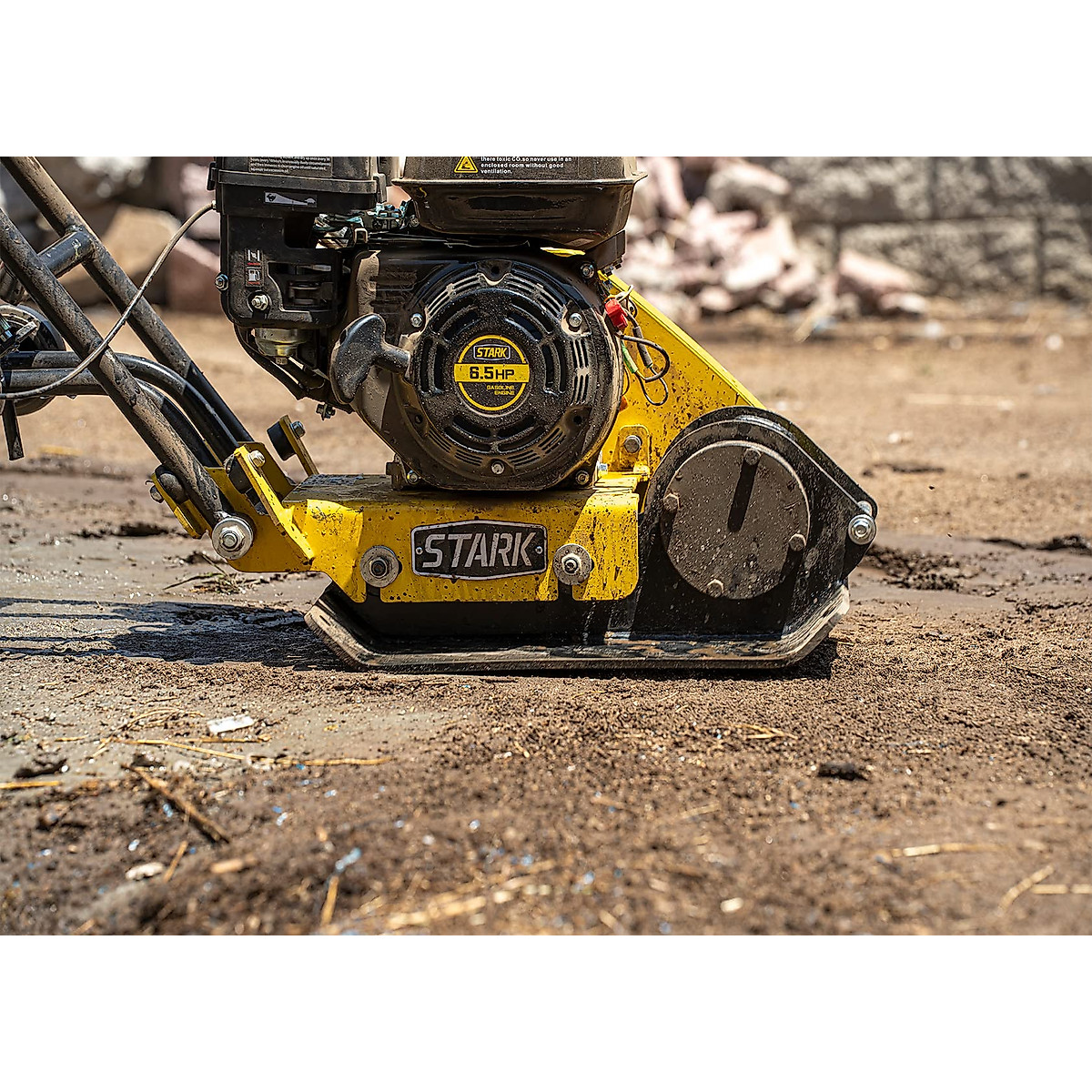 Stark USA 7.0HP 5000VPM 5500MAX Gas Vibration Compaction Force 20 x 14 inch Plate Compactor w/Built-in Wheel