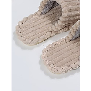 Verdusa Women's Fuzzy Bedroom Slippers Cozy Memory Foam House Slide Shoes Khaki CN36-37