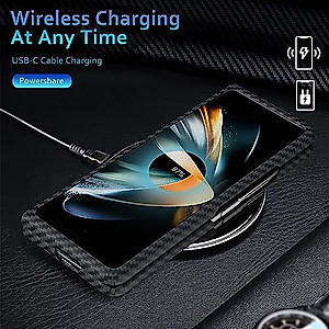 for Samsung Galaxy Z Fold 5 Carbon Fiber Case 7.6" 5G, Slim and Thin Aramid Protective Cover 0.03in 0.4oz, Lightweight, Anti-Scratch Protector, Supports Wireless Charging, Black
