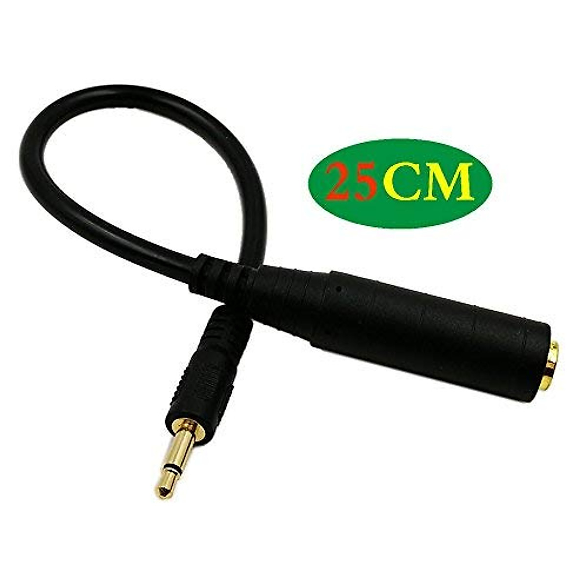 zdyCGTime CGTime Golden Plated 3.5mm Mono 1/8 inch Audio Male to 6.35mm 1/4 inch Female Jack Converter Cable Cord Adapter (25CM/10Inch)