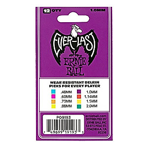 Ernie Ball Everlast Guitar Picks, Purple 1.0mm, 12-pack (P09193)