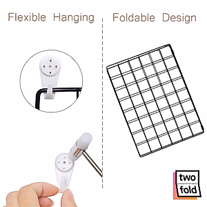 Kakivan Wire Wall Grid Panel for Photo Display, DIY Iron Picture Frames Collage For Hanging Wall Decor, Foldable Multi Pictures Organizer with 12 Clips, 28'' X 22'' Inch.(2 Pack)