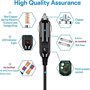 MJPOWER 12V/24V Car Charger Cable for Jackery Explorer 700 Plus /1000 Plus /2000 Plus /3000 Pro Portable Power Station Jackery E700 Plus E2000 Plus E1000Plus E3000 Pro Solar Generator DC Power Cord