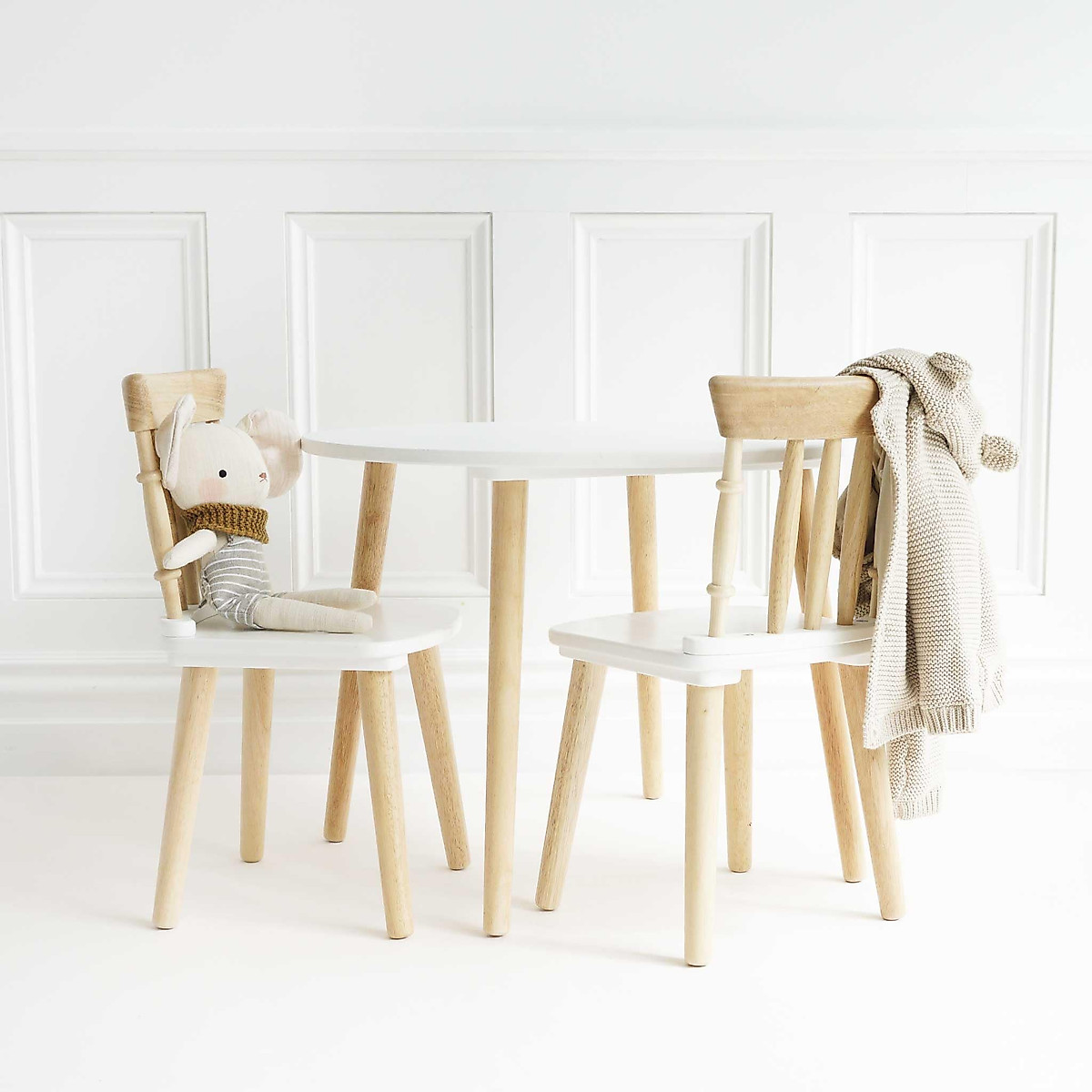 Le Toy Van Table & Chairs, One Size, White & Natural Wood