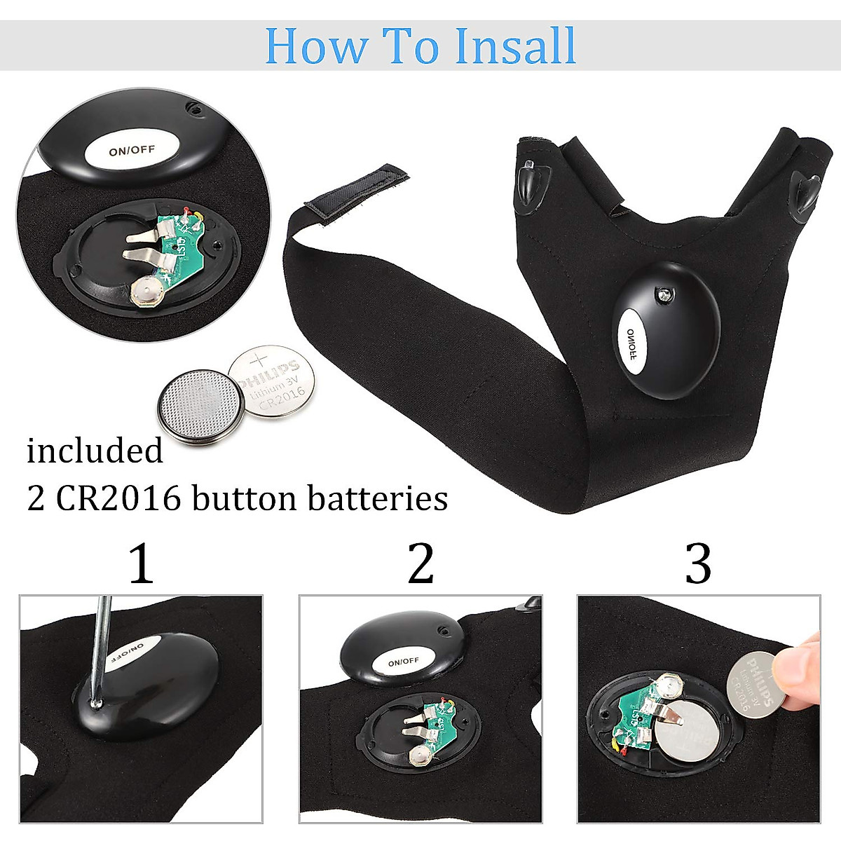 Frienda LED Flashlight Gloves Gifts for Men Light Fingerless Outdoor Fishing Gloves Tool Gadgets Gifts for Repairing Working in Places for Men Women Fishing Camping Christmas Birthday Gift (2)