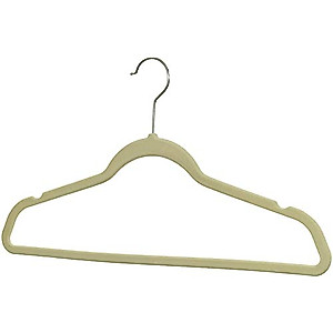 Mainetti SH-VM003-IV10 Ivory Velvet Ultra-Thin Hangers with Notches and Bright Zinc Swivel Hooks, 17.5 Inch (Pack of 10)