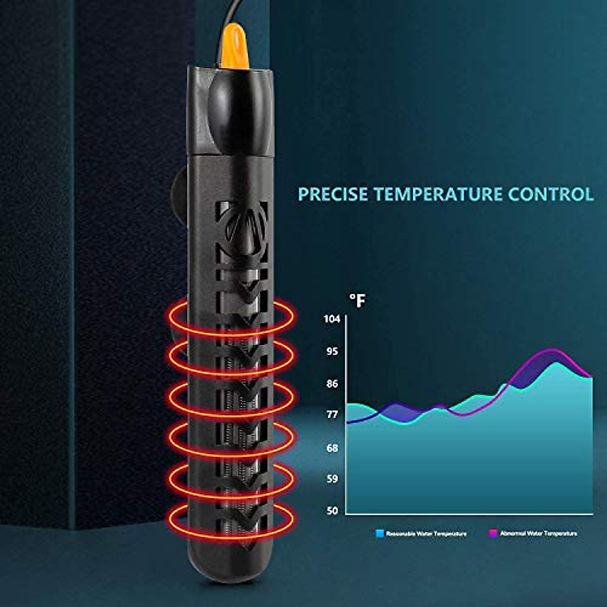 BOEESPAT Aquarium Heater 300W Fish Tank Heater with Anti Scald Protector and Aquarium Thermometer, Fully Submersible Fish Heater for Marine Saltwater and Freshwater (40 to 60 gallons)