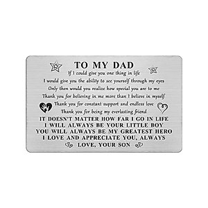 Yobent Dad Gifts from Son, Unique Daddy Birthday Card from Son, Long Distance Father Gift Ideas, I Love You Hero Dad Christmas Wallet Card for Man, Dad Who Has Everything Bday Present