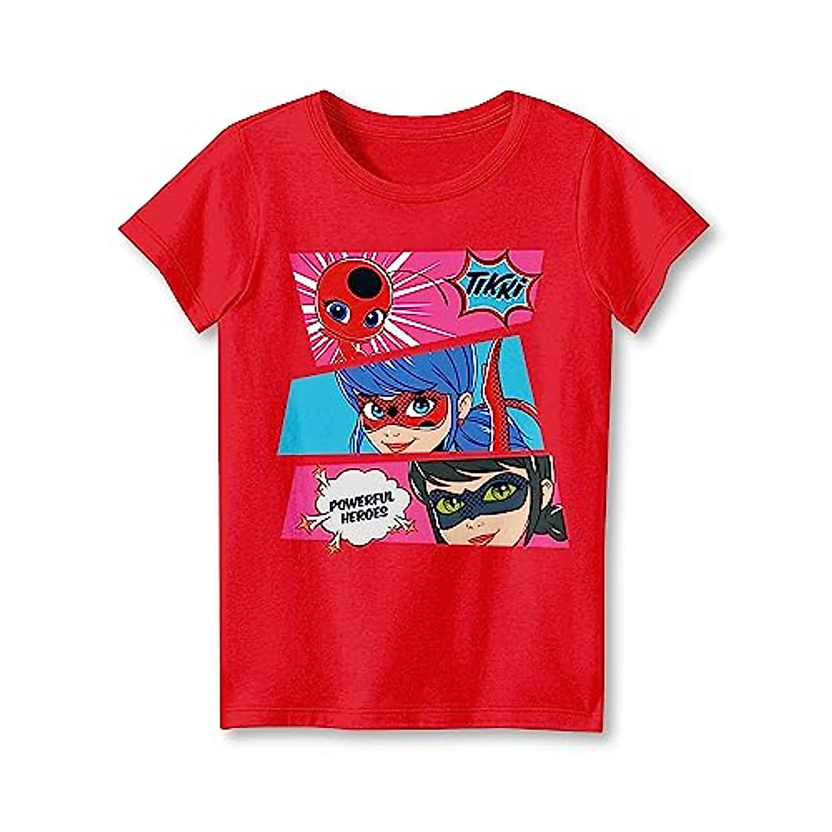 Miraculous Ladybug Girls T-Shirts 2-Pack, Ladybug Cat Noir Rena Rouge Short Sleeve Tees 2-Pack Bundle Set for Girls (Red/Grey, Size 4/5)