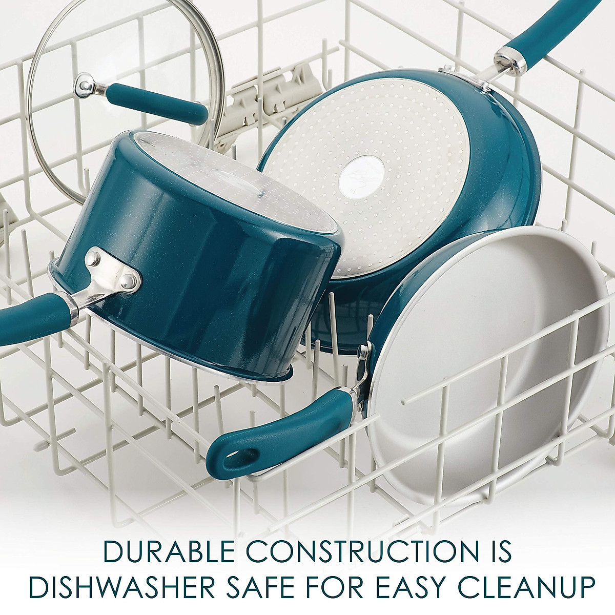 Rachael Ray Create Delicious Nonstick Stock Pot/Stockpot with Lid - 6 Quart, Blue