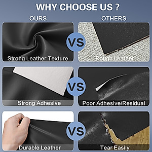 Yikda Self Adhesive Leather Repair Patch Kit, 31.4 in x 16 in Large Vinyl Leather Repair Tape for Furniture, Car Seat, Couch, Sofa, Chair Smooth Black
