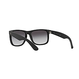 Ray-Ban RB4165 Justin Rectangular Sunglasses, Black/Grey, 55 mm
