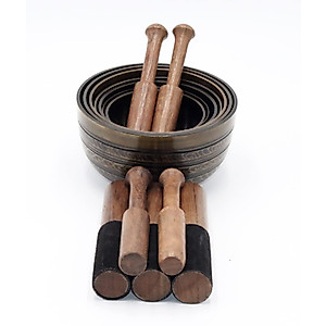 SANSKAR NEPAL Tibetan Singing Bowl Set of 7 High Sided Black with Carry Box | Bells for Meditation and Yoga | Sound Therapy Instruments | Singing Bowl Set for Chakra Healing