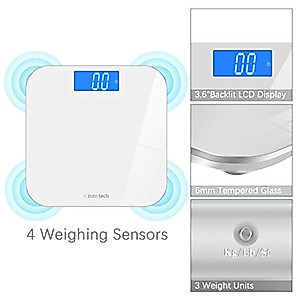 Innotech Digital Bathroom Scale with Easy-to-Read Backlit LCD (White)